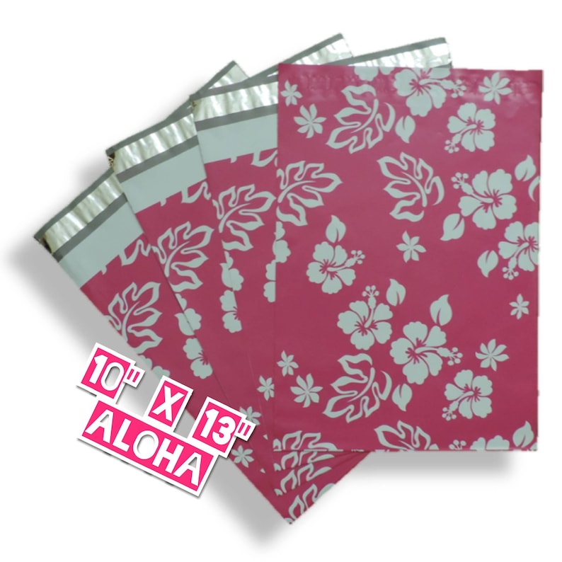 Pink Aloha Theme 10"x13" Poly Mailers / Fast FREE Shipping / Designer ...