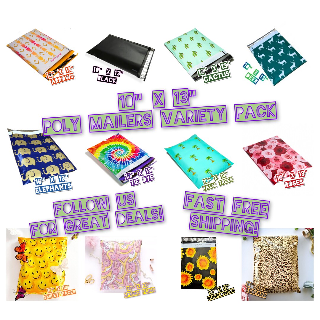 Mix Design 10x13 Poly Mailers Variety Pack / Fast FREE Shipping ...