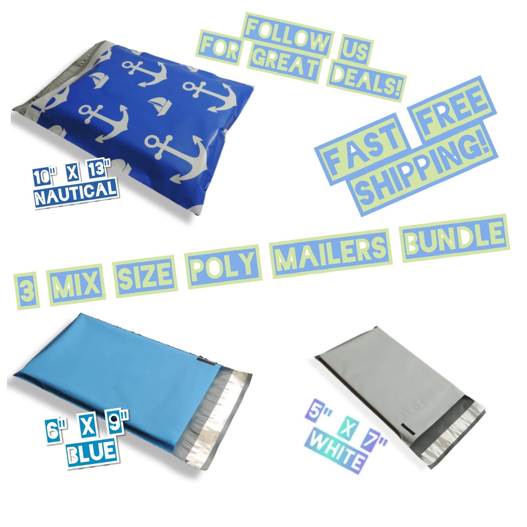 3 Mix Size (5x7, 6x9, 10x13) Poly Mailers Variety Pack / Fast FREE ...