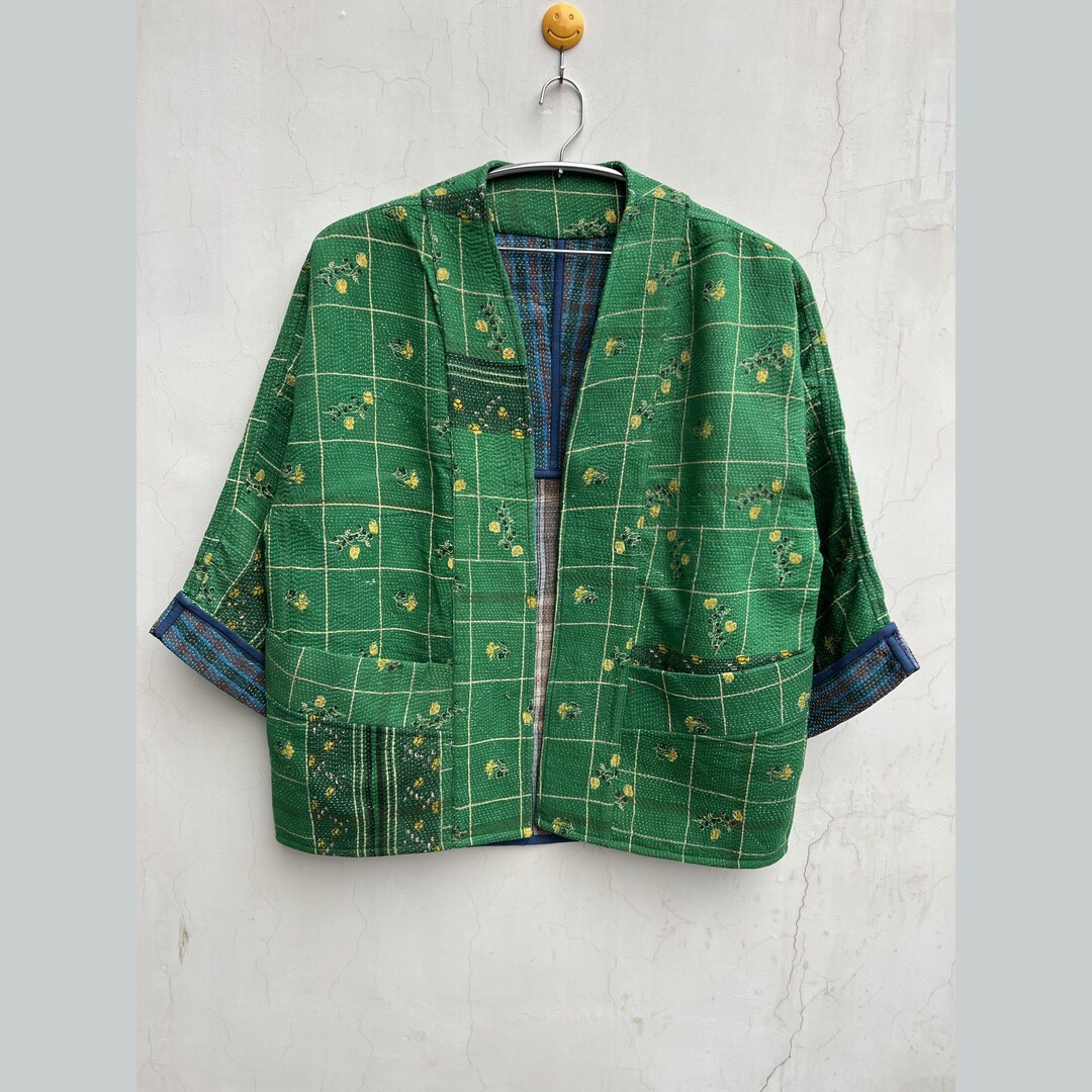 Vintage Kantha Jacket Handmade Indian Cotton Reversible Kimono-unique ...