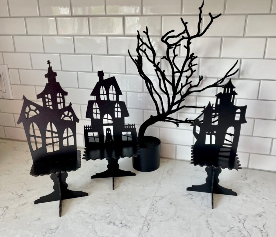 Haunted House Set/haunted Houses/wood Haunted House Set/wood - Etsy