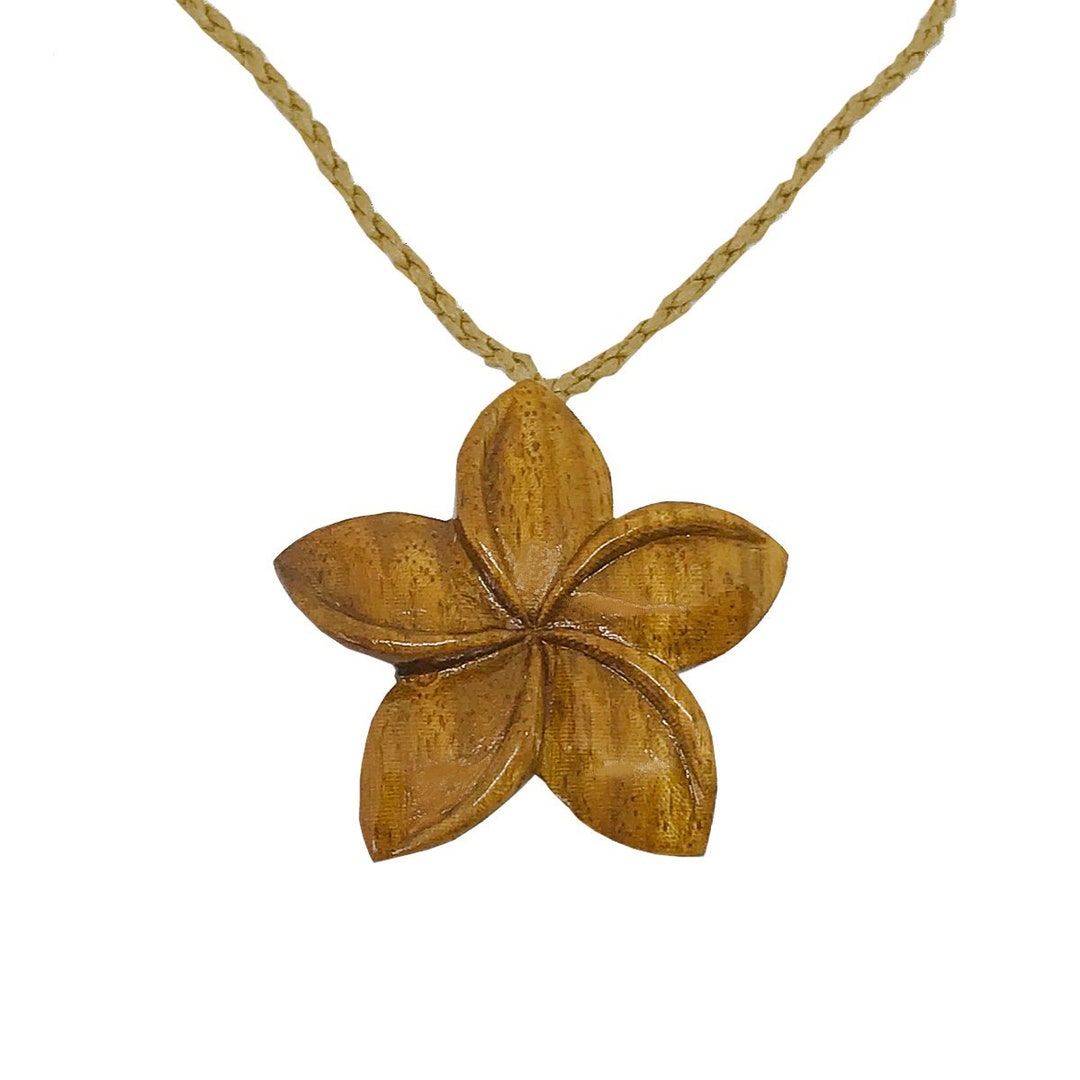 Hawaiian Jewelry Handmade Hawaiian Koa Wood Plumeria Flower Necklace ...