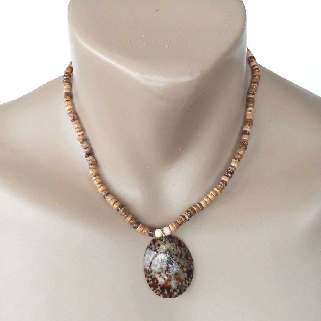Hawaiian Jewelry Opihi Shell Coconut Bead Necklace Pendant - Etsy