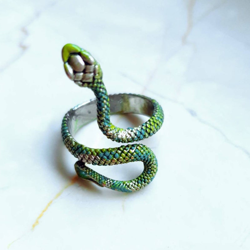 Green Snake Ring - Etsy UK