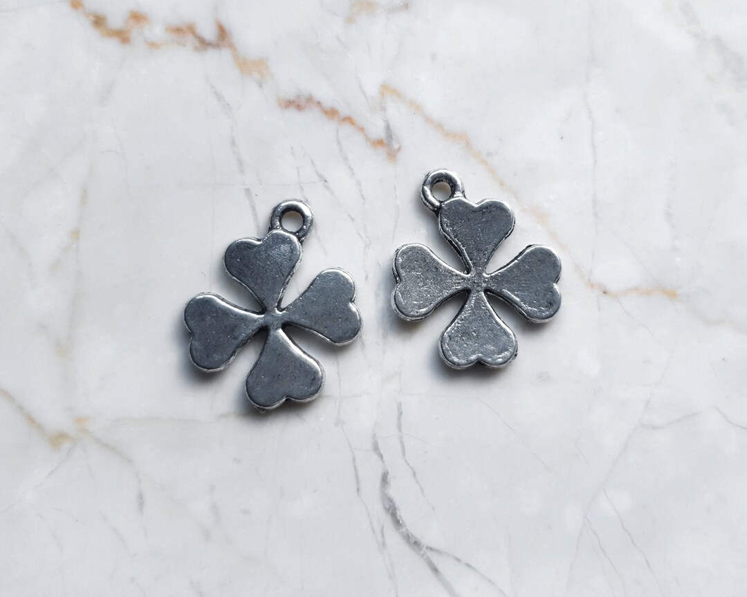 10x Silver Clover Pendant Charms 15 Mm - Etsy