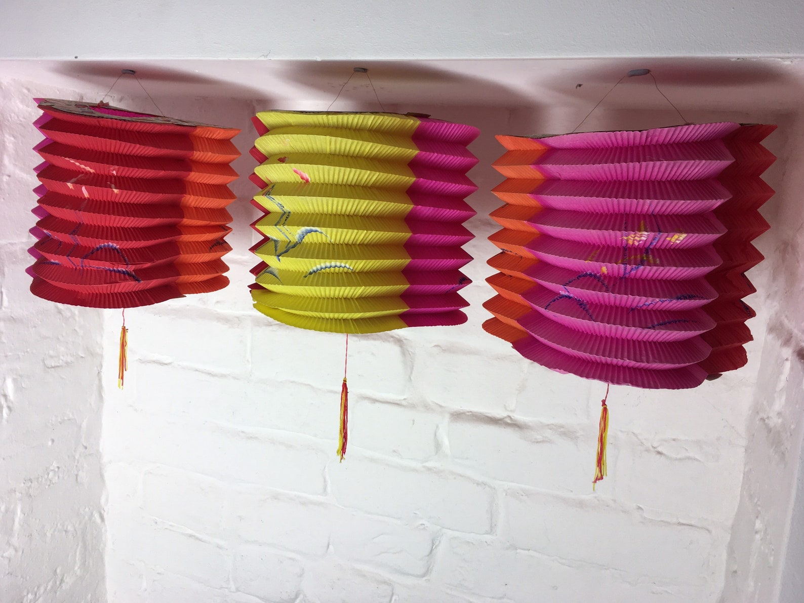 Large Vintage Paper Lanterns With Painted Decoration - Etsy