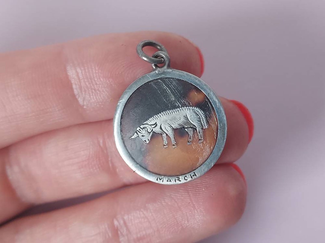 Antique Taurus Silver Bull Charm - Etsy