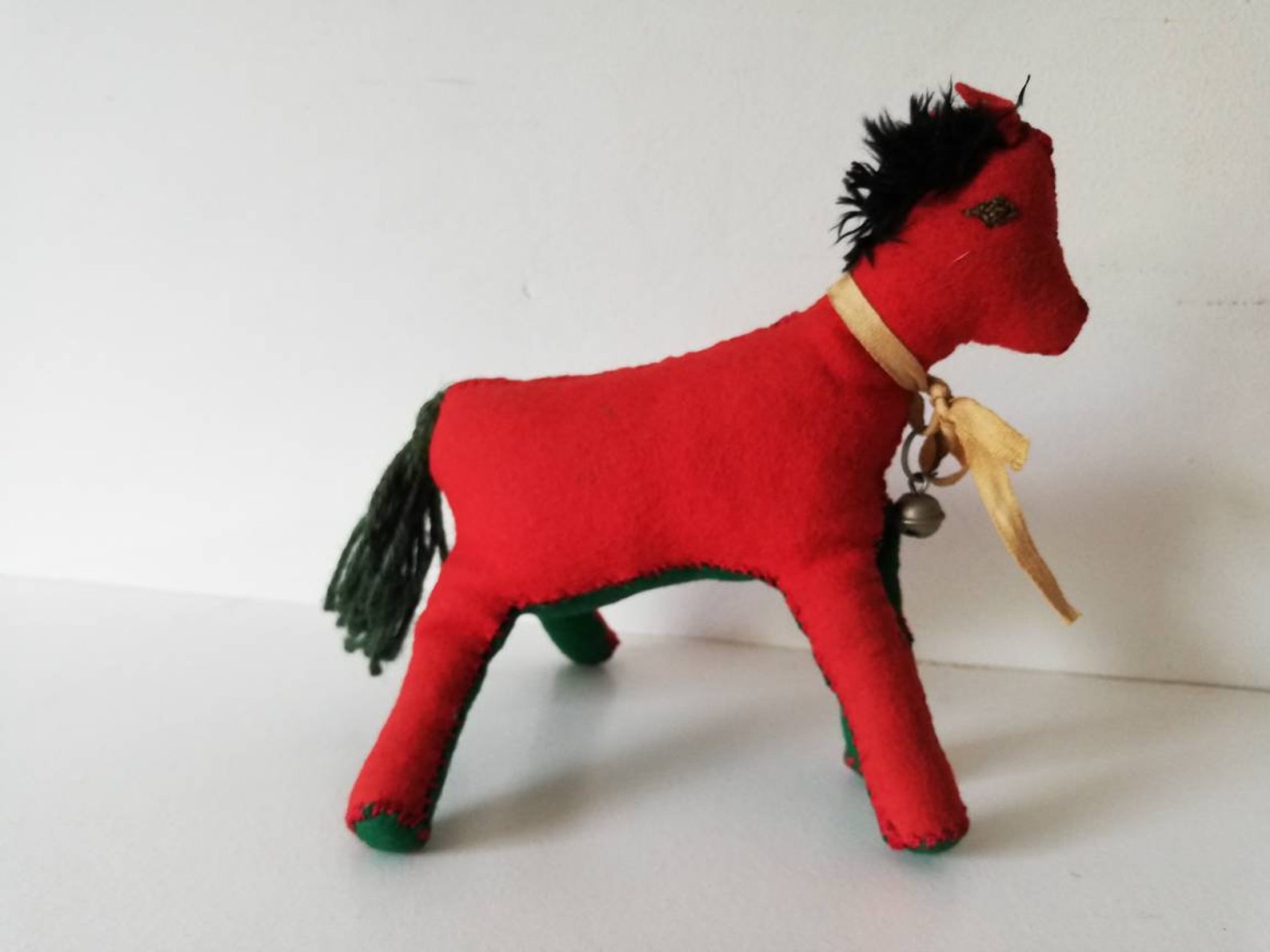 Vintage Red and Green Felt Horse or Cow | Etsy