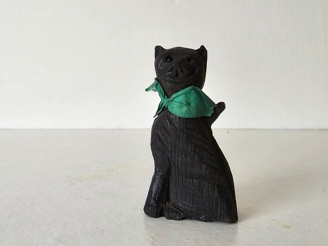 Antique Bog Oak Lucky Black Cat - Etsy