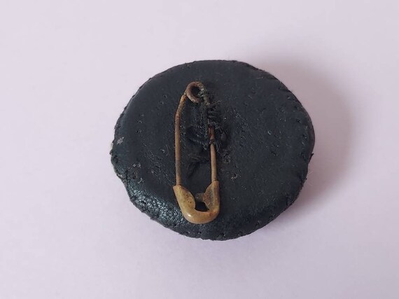 Embroidered Leather Face Pin - Gem