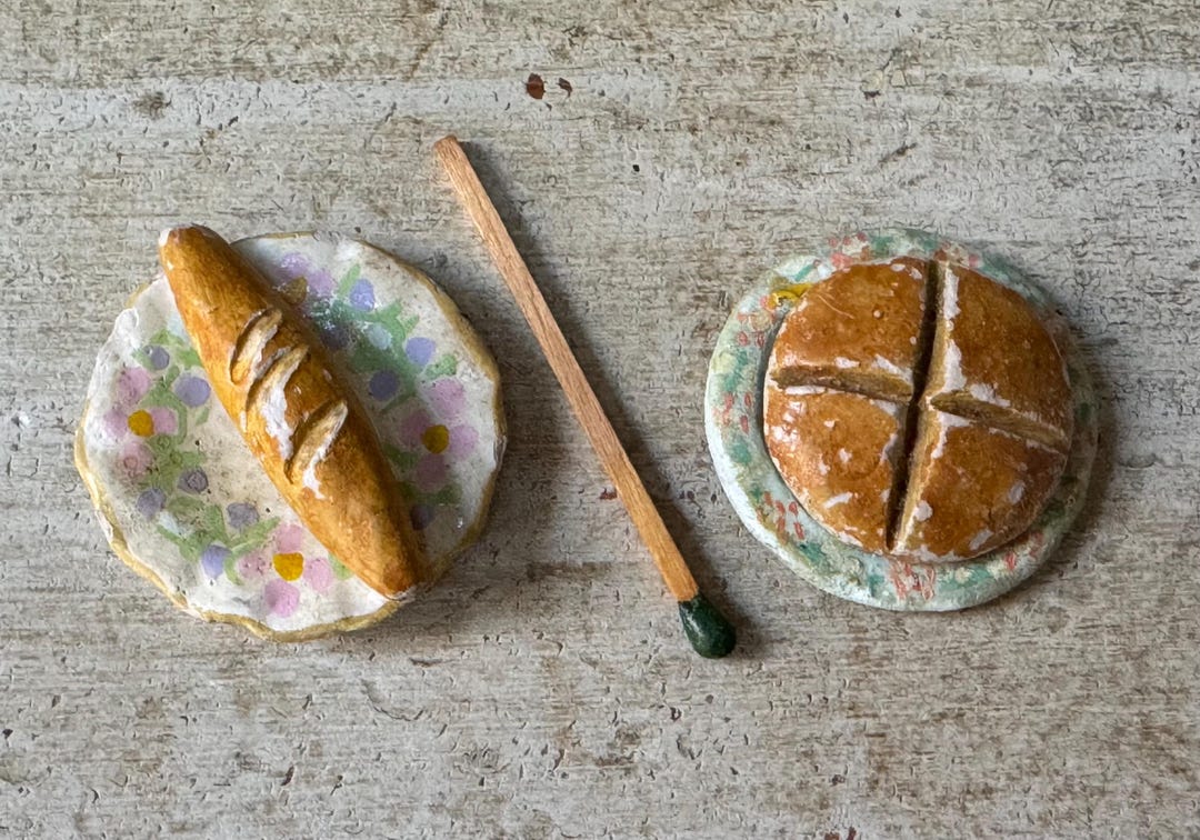 Miniature Plaster Baguette and Loaf - Etsy