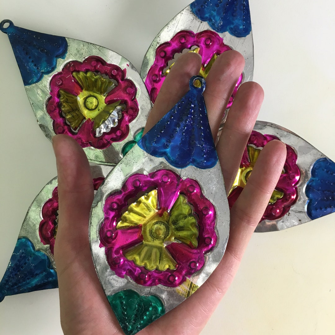 Vintage Mexican Hand-painted Tin Christmas Decorations Teardrop - Etsy