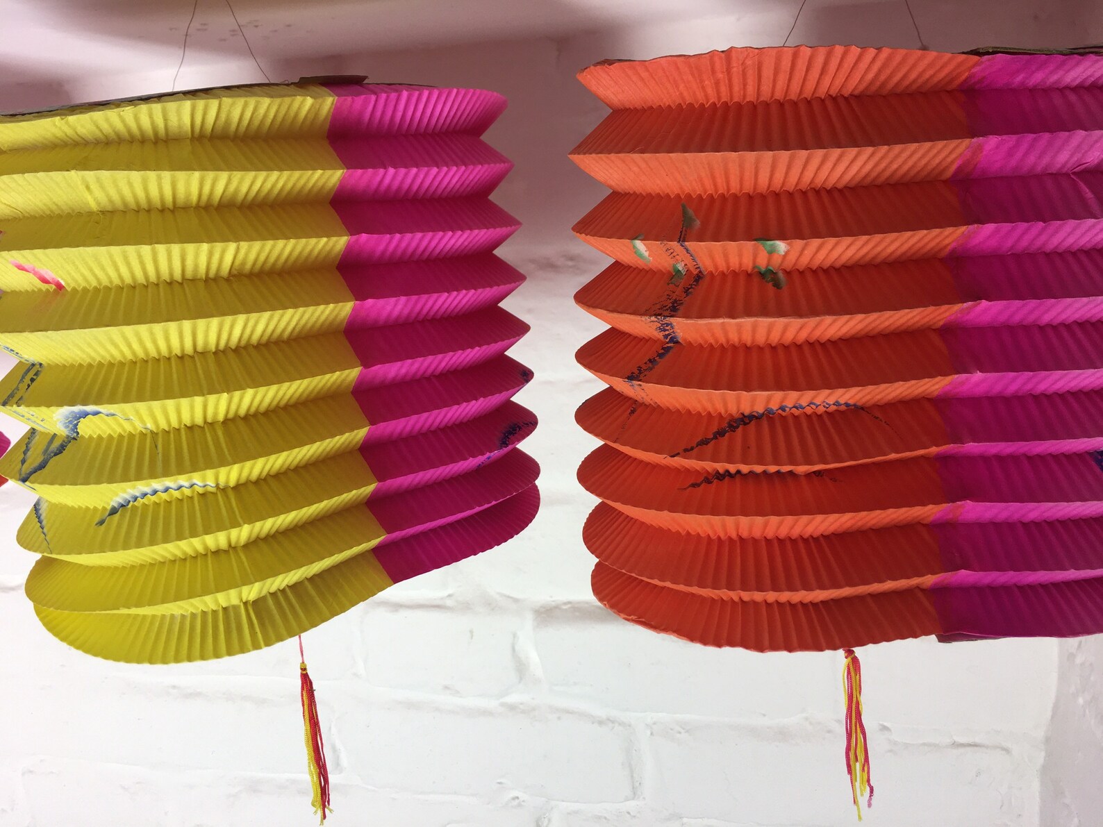 Large Vintage Paper Lanterns With Painted Decoration - Etsy