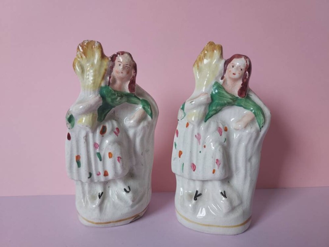 Antique Staffordshire Flatback Woman - Etsy