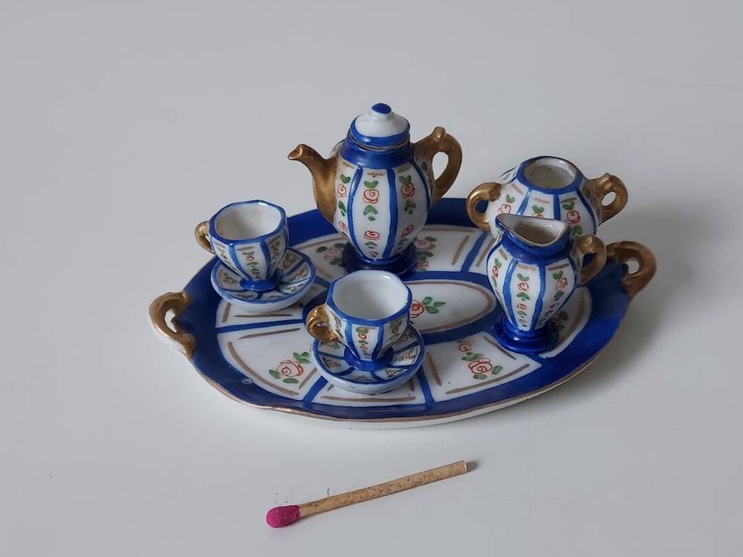 Antique Miniature Tea Set and Tray - Etsy