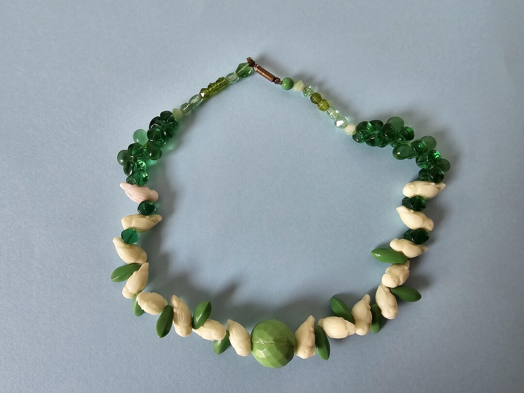 Antique Neiger Brothers Uranium Glass Necklace Birds - Etsy