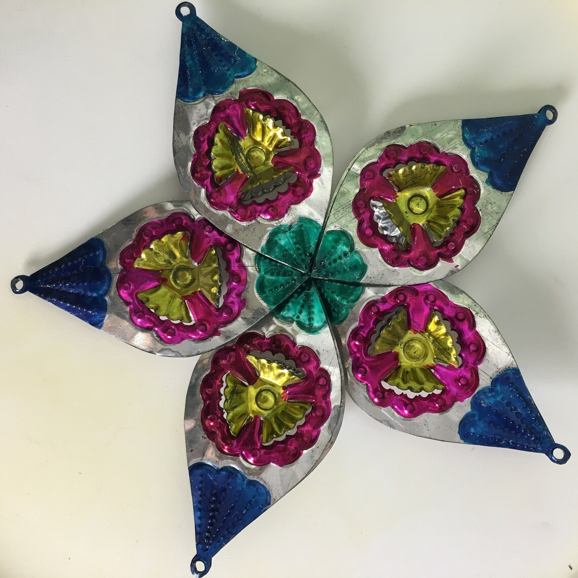 Vintage Mexican Hand-Painted Tin Christmas Decorations | Etsy