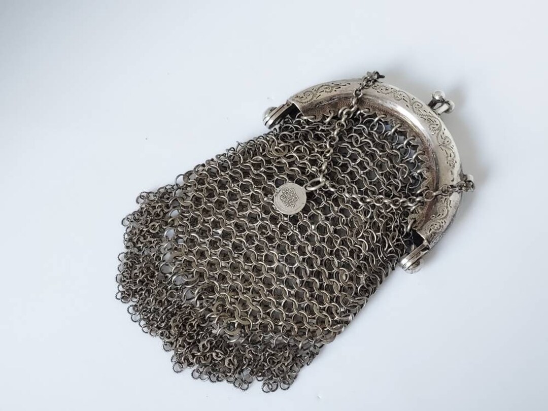 Antique Silver Mesh Purse Lucky Token - Etsy