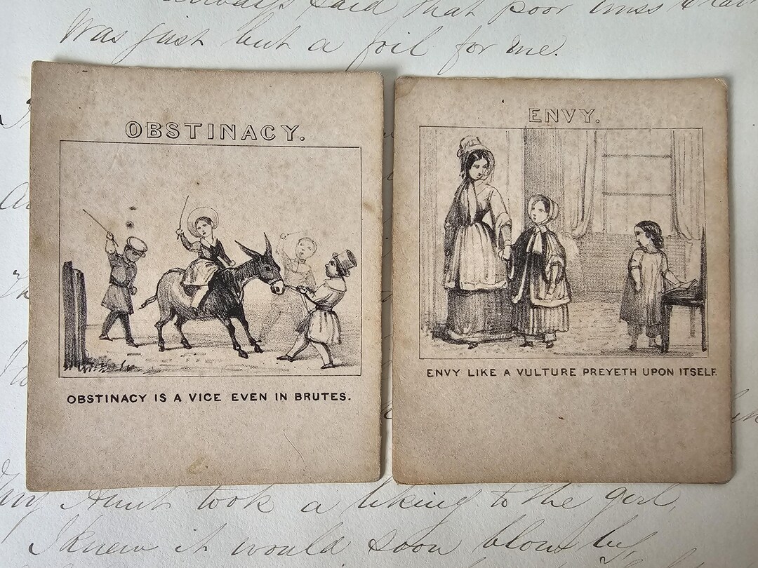 Victorian Vice Cards Obstinancy and Envy - Etsy