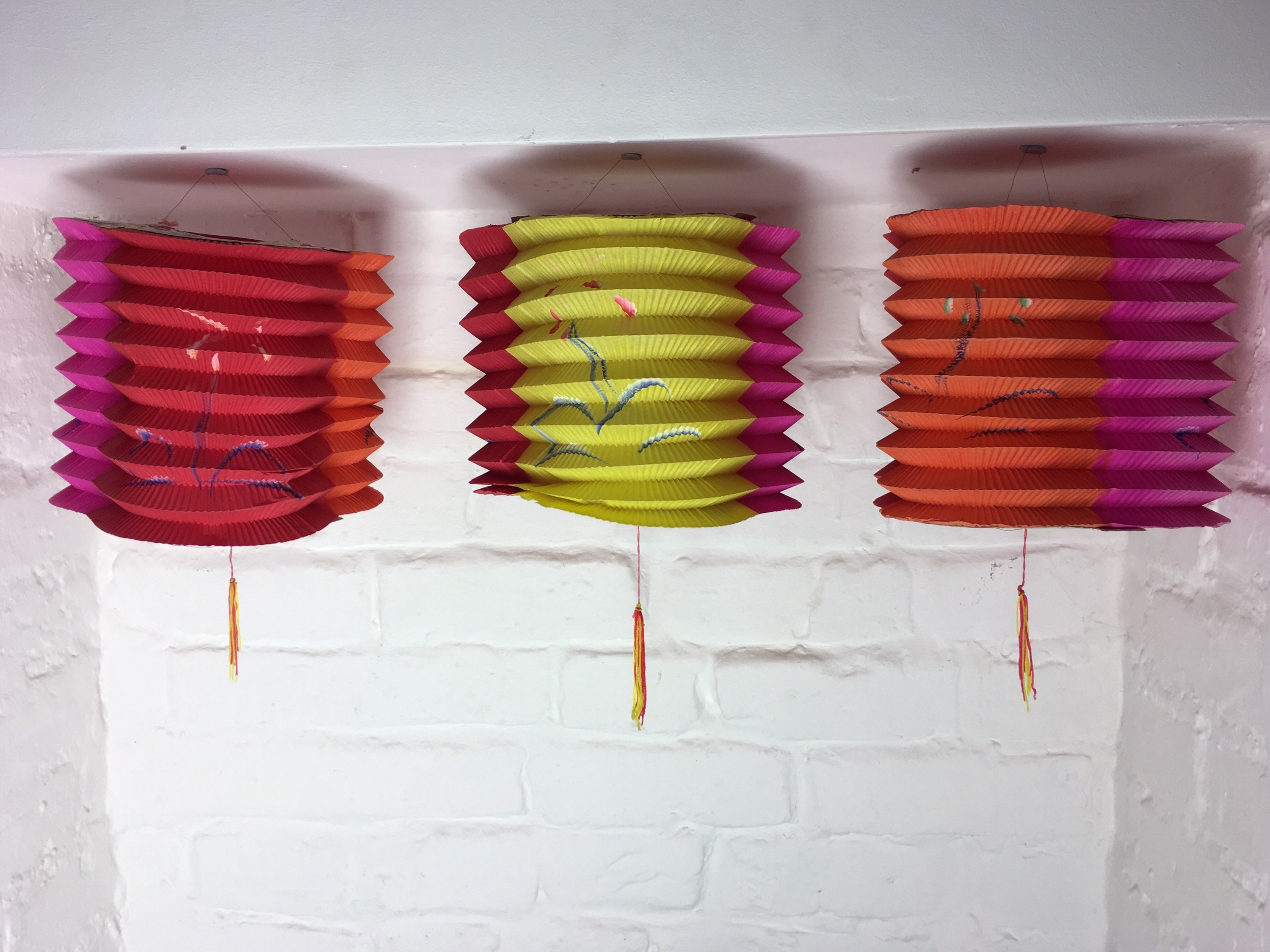Large Vintage Paper Lanterns With Painted Decoration - Etsy