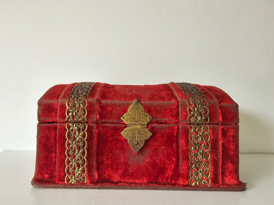 Antique Velvet Covered Box - Etsy