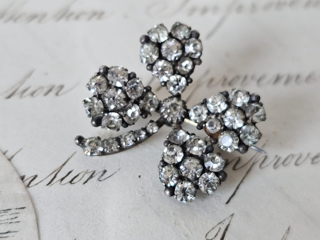 Antique Paste Four Leaf Clover Pin - Etsy
