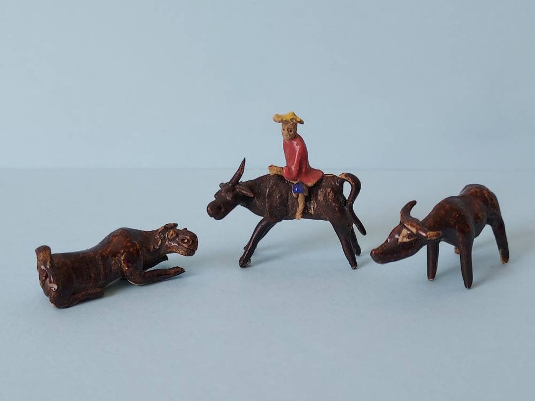 Tiny Antique Miniature Chinese Oxherd and Oxen - Etsy