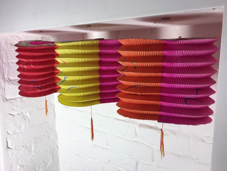 Large Vintage Paper Lanterns With Painted Decoration - Etsy