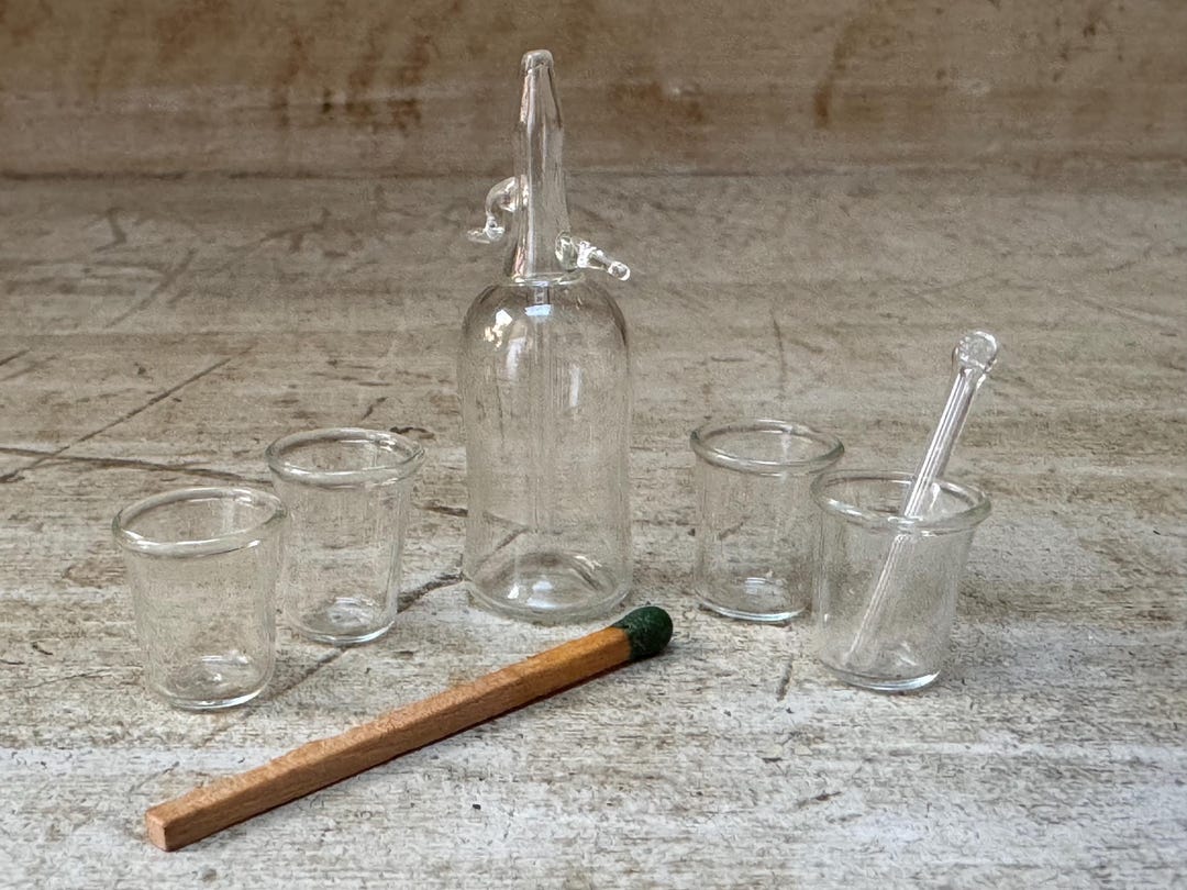 Antique Miniature Glass Soda Syphon, Tumblers and Stirrer - Etsy