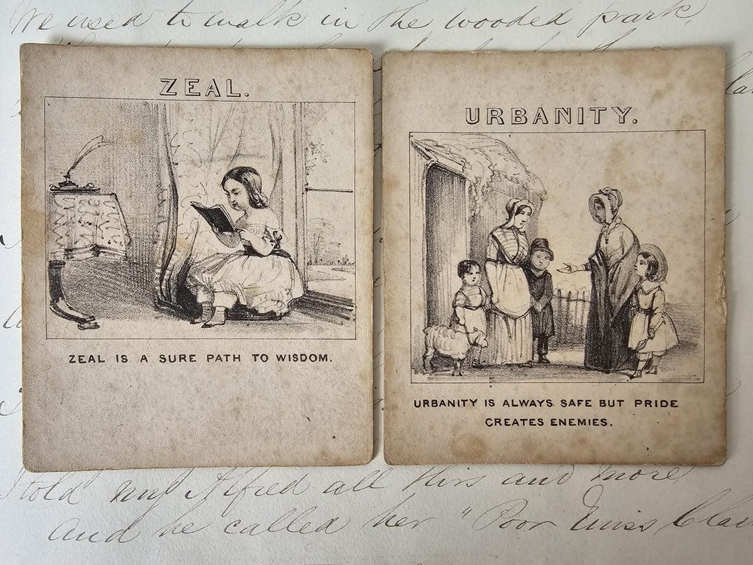 Victorian Virtue Cards Urbanity and Zeal - Etsy