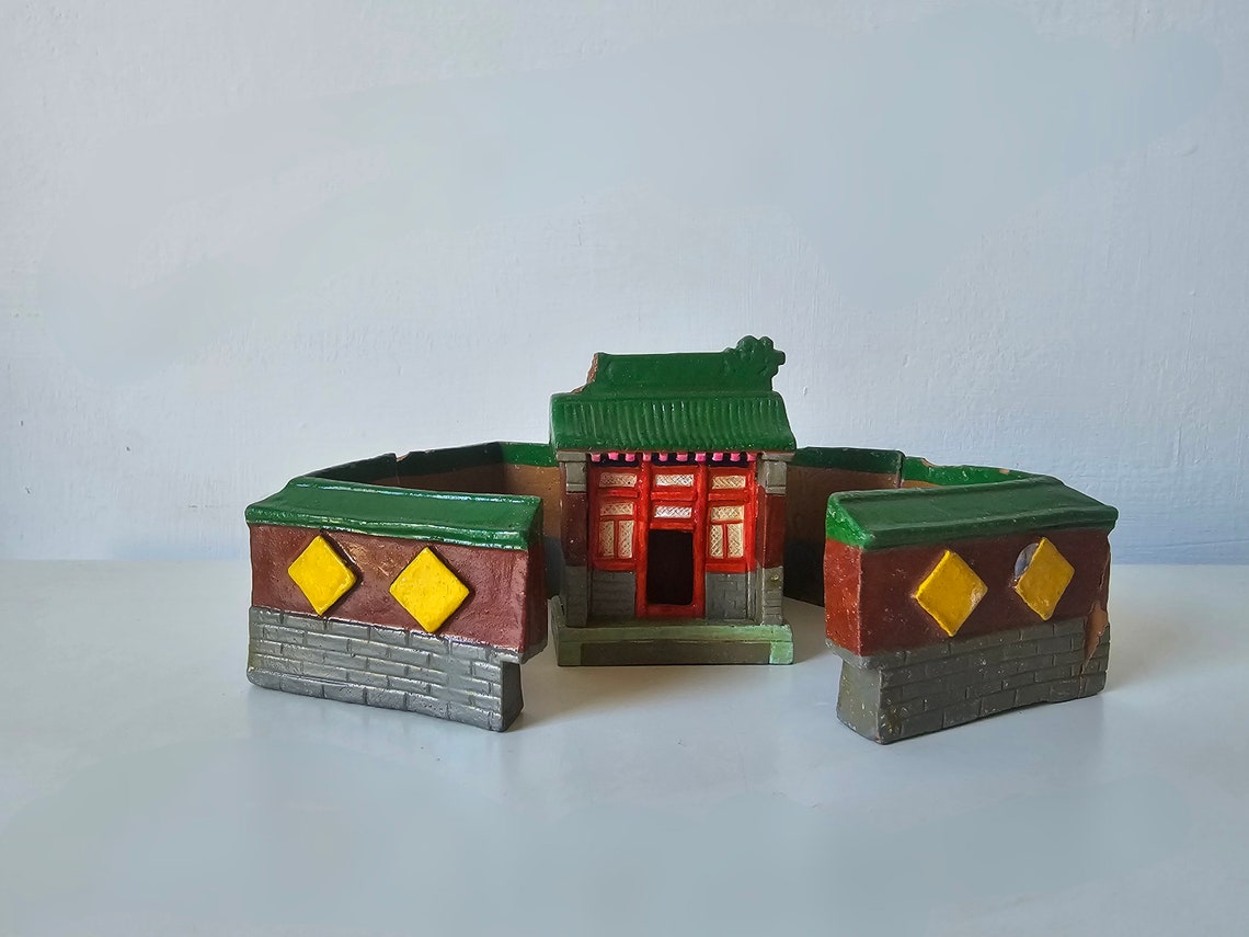 Antique Chinese Glazed House and Walls Miniatures - Etsy