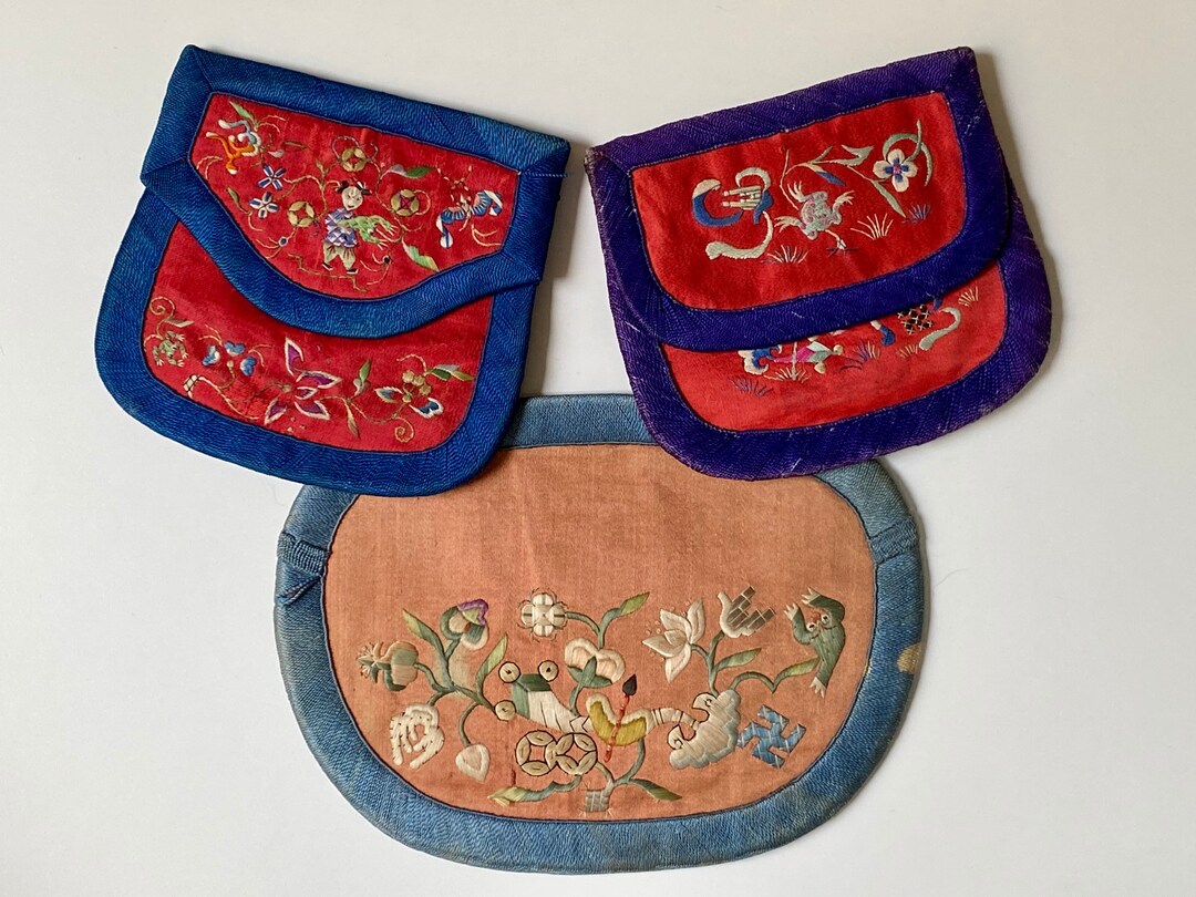 Antique Chinese Silk Embroidered Coin Purses - Etsy