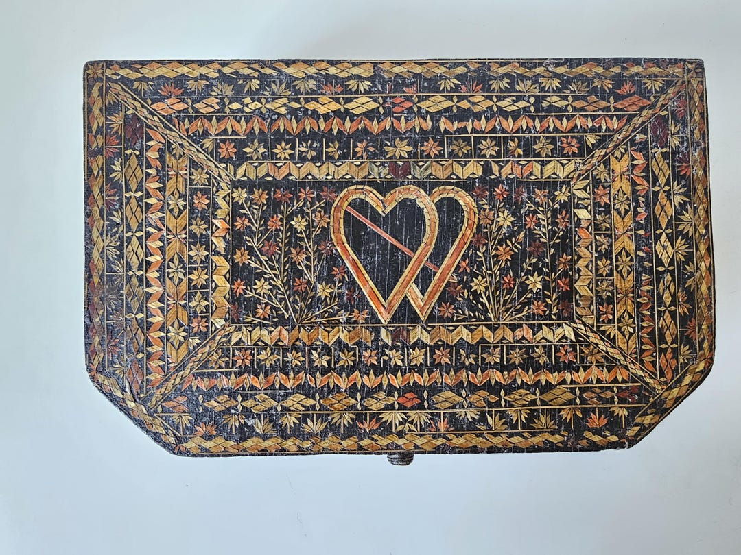 Folk Art Straw Work Box - Etsy