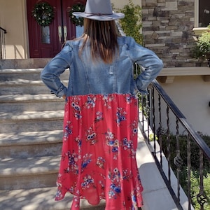 Jean Jacket Duster, Boho Jean Jacket, Western Denim Jacket, Distressed ...