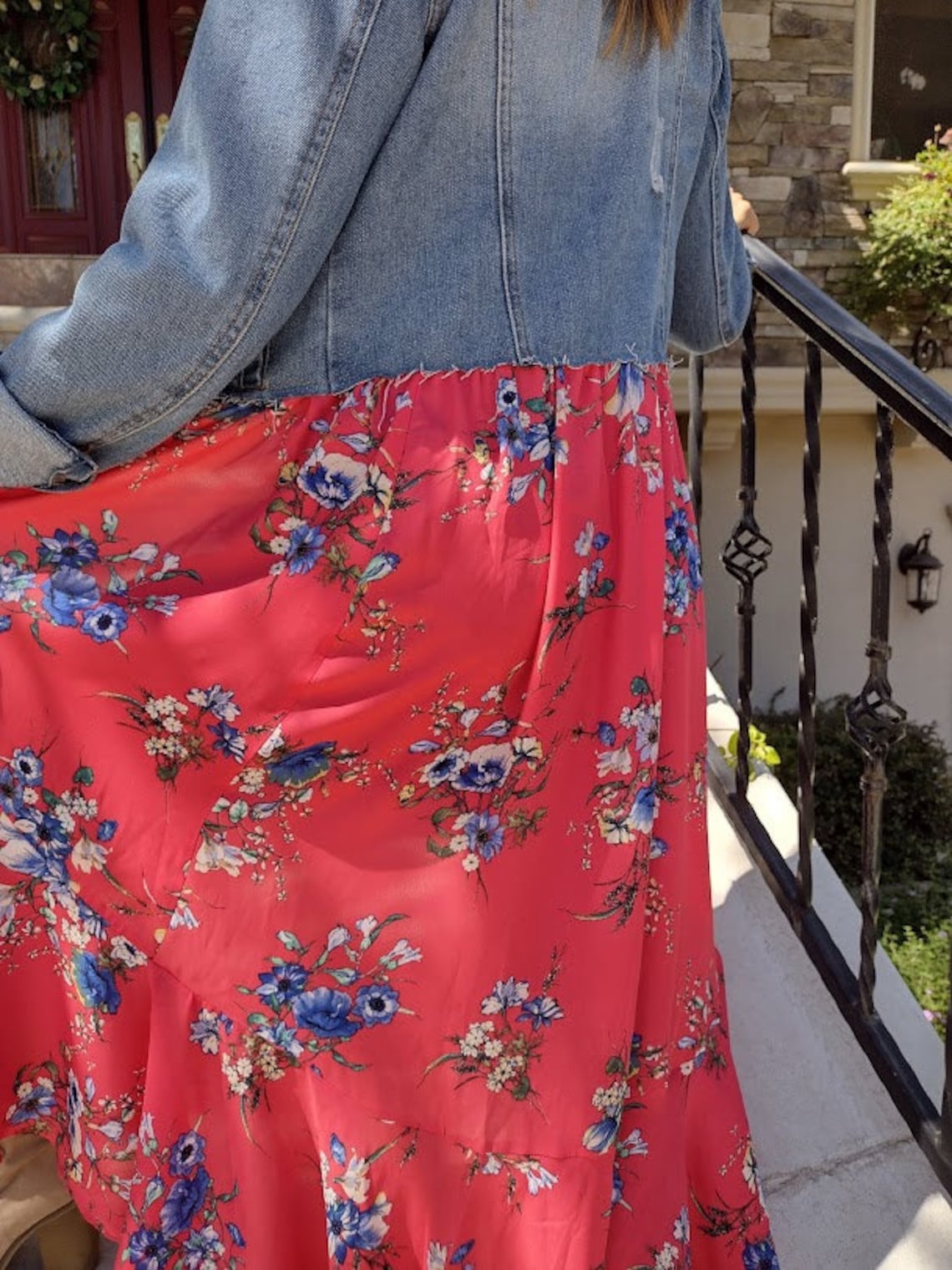 Jean Jacket Duster, Boho Jean Jacket, Western Denim Jacket, Distressed ...