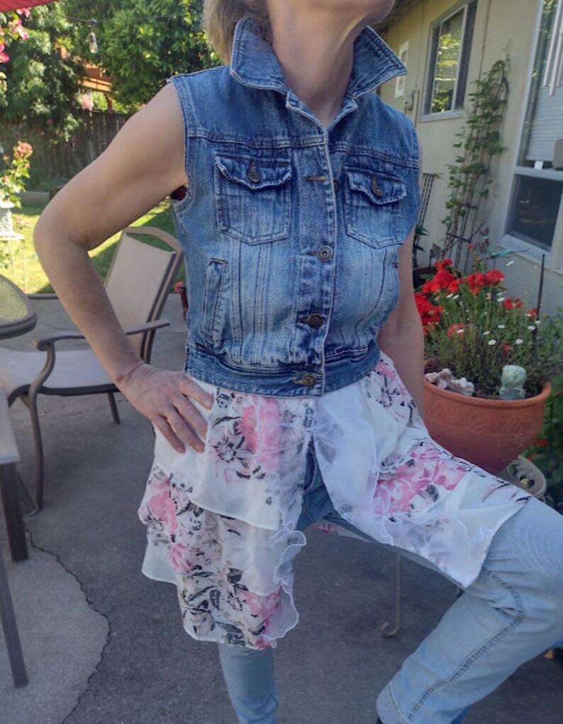 Jean Jacket Duster, Jean Jacket Vest With Skirt, Boho Western Jean ...