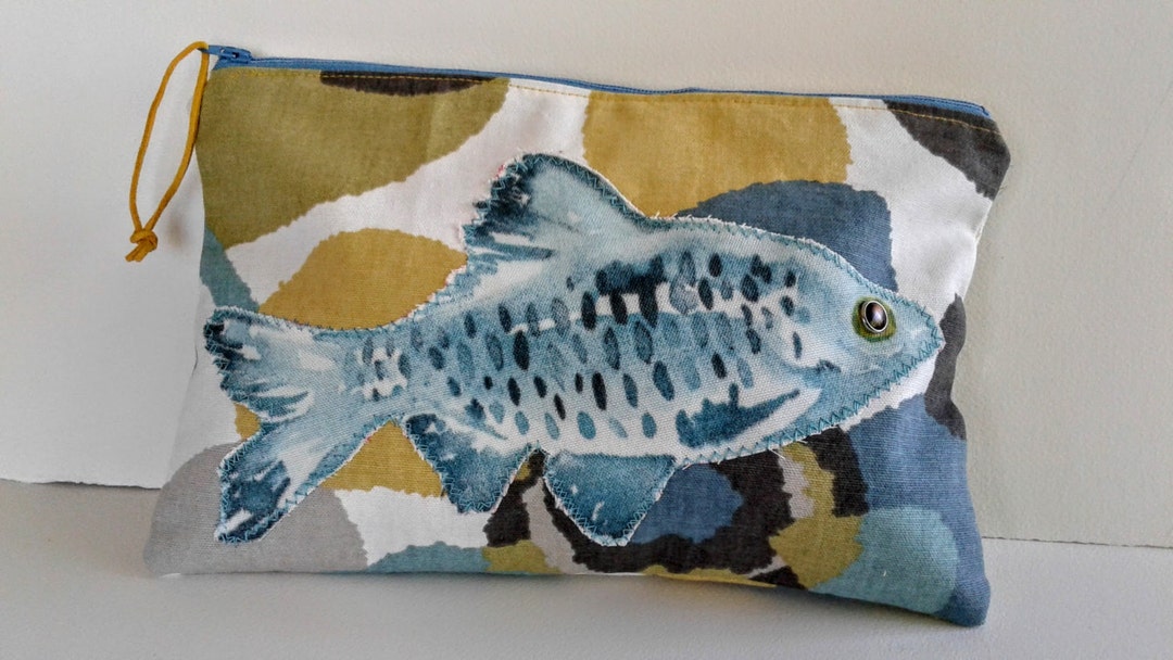 Clutch Purse, Fish Design Appliqued, Chic, Stylish, Handmade - Etsy