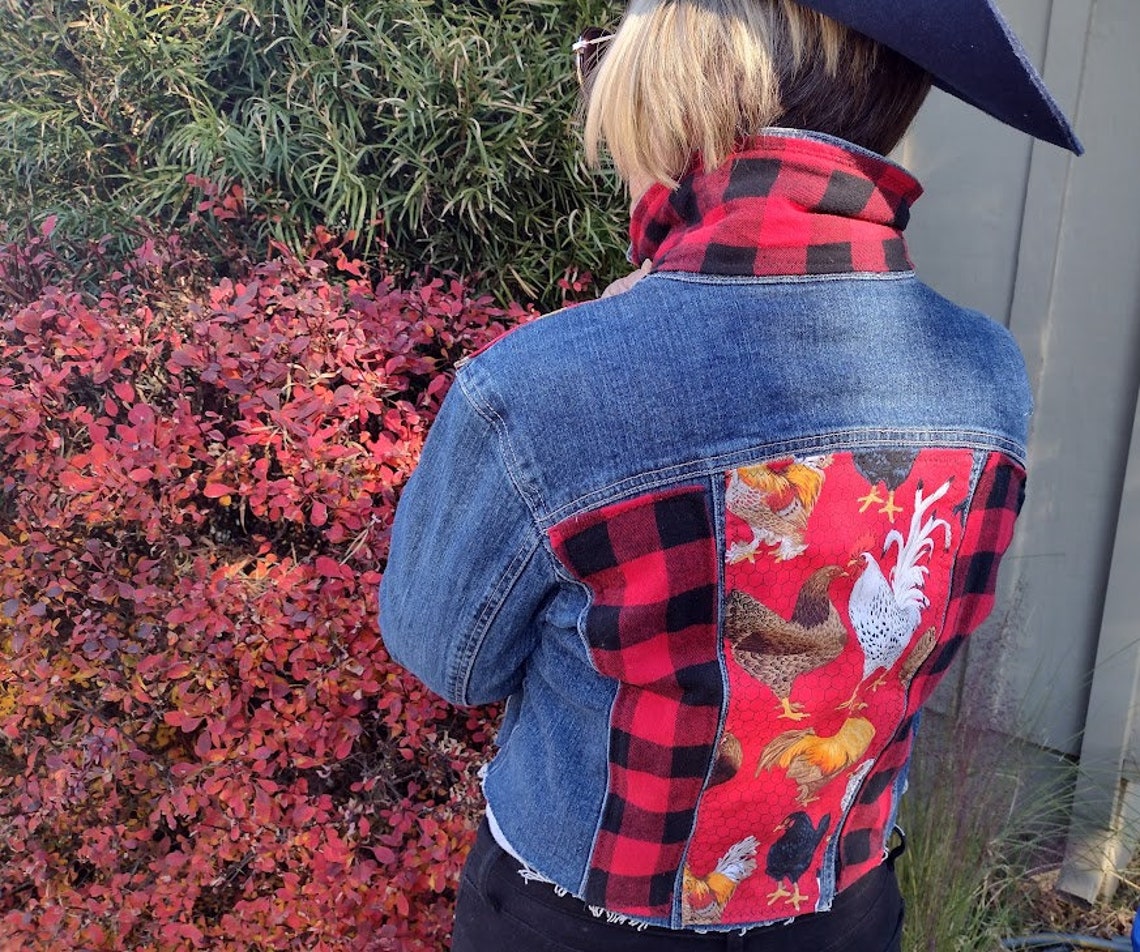 Chicken Denim Jacket, Rooster Animal Jacket, Chicken Hen Jean Jacket ...