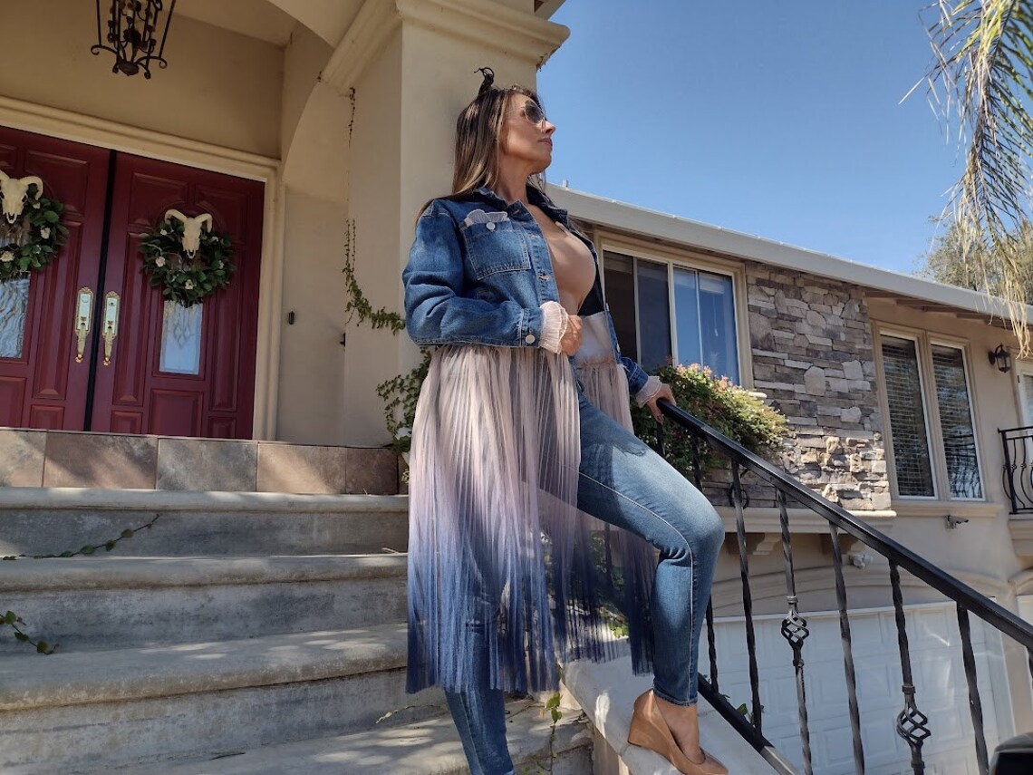 Duster Denim Jacket With Skirt, Denim Duster, Ombre Duster, Denim ...