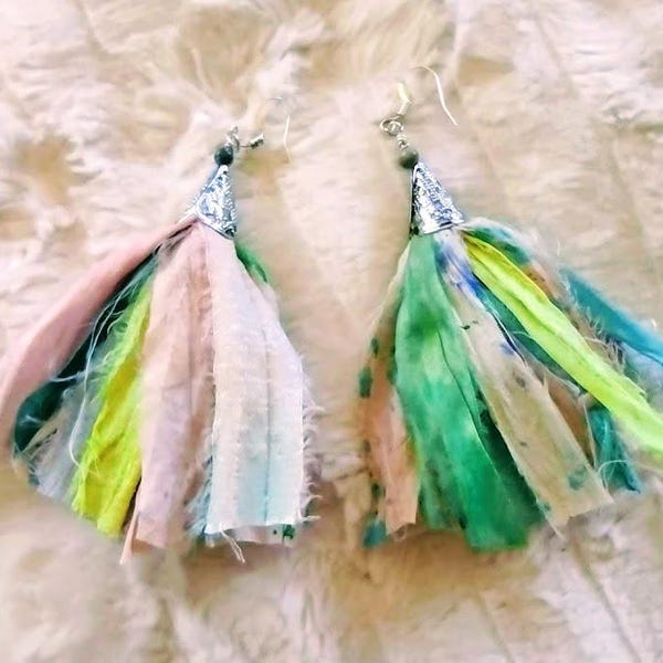 Sari Silk Earrings - Etsy