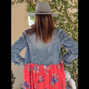 Jean Jacket Duster, Boho Jean Jacket, Western Denim Jacket, Distressed ...