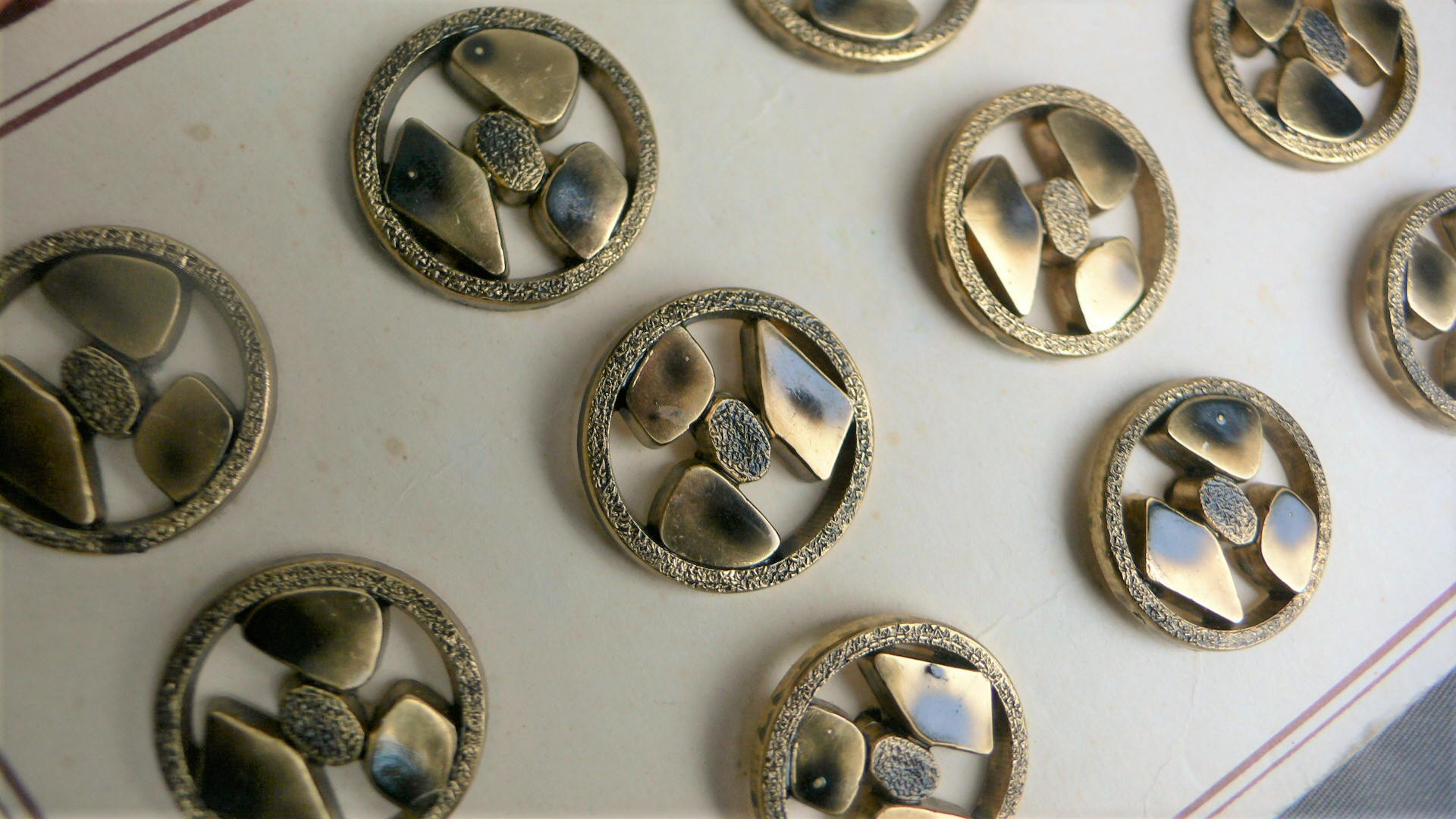 Vintage Abstract Textured Metal Effect Buttons 12 Unused on - Etsy