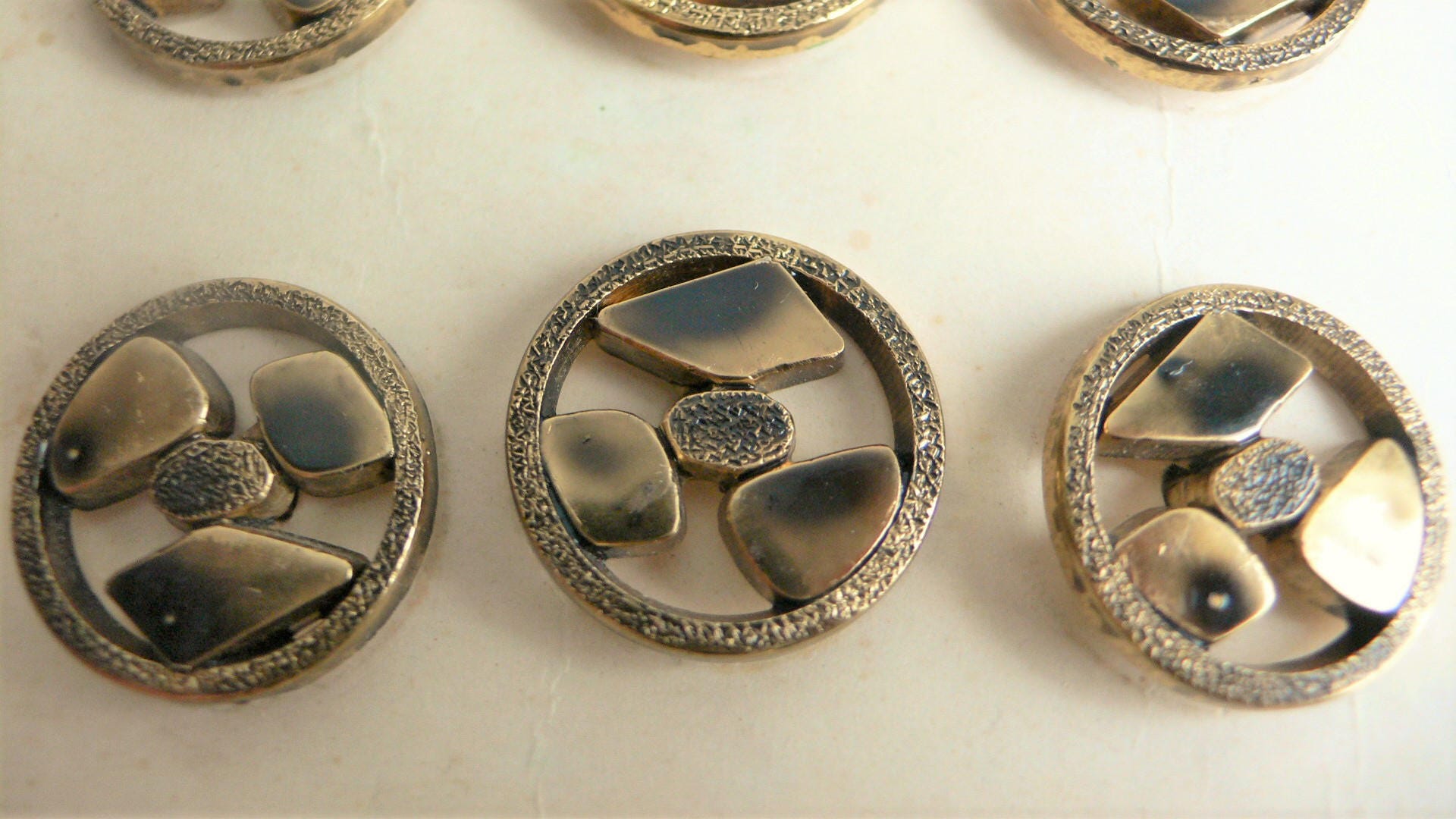 Vintage Abstract Textured Metal Effect Buttons 12 Unused on - Etsy