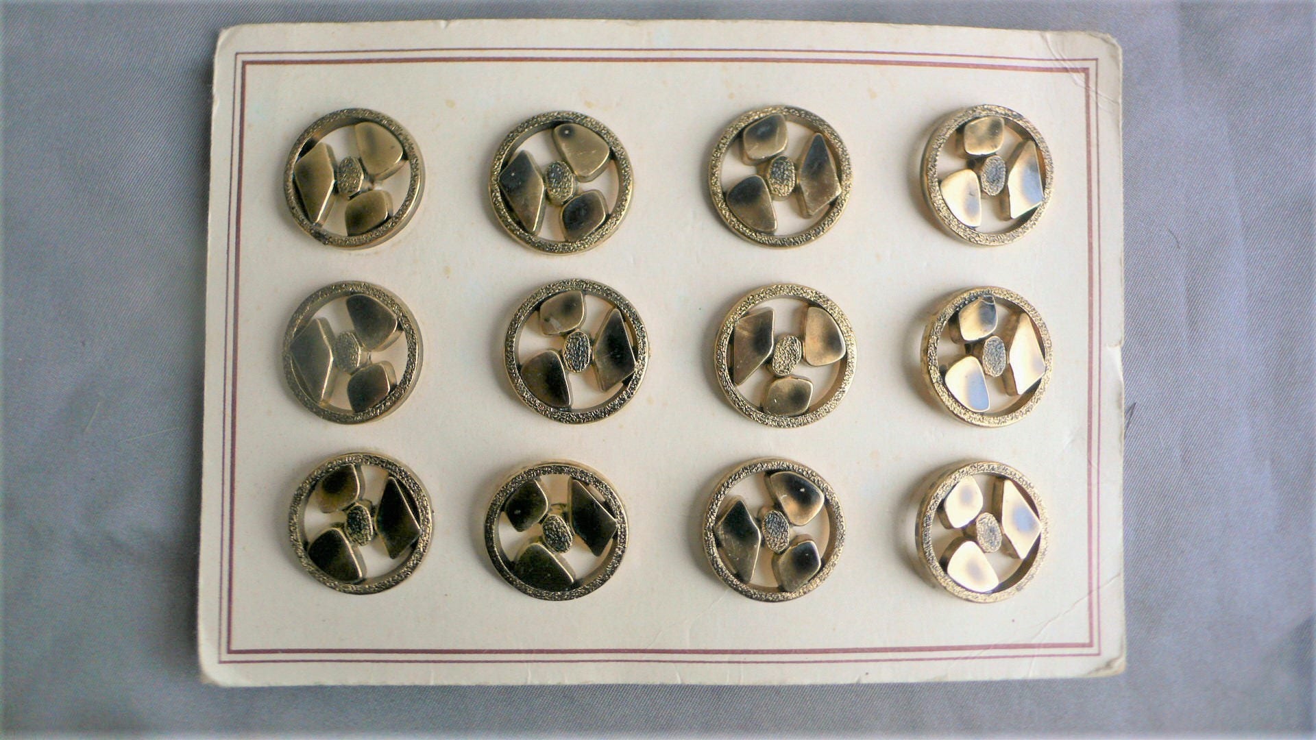 Vintage Abstract Textured Metal Effect Buttons 12 Unused on - Etsy