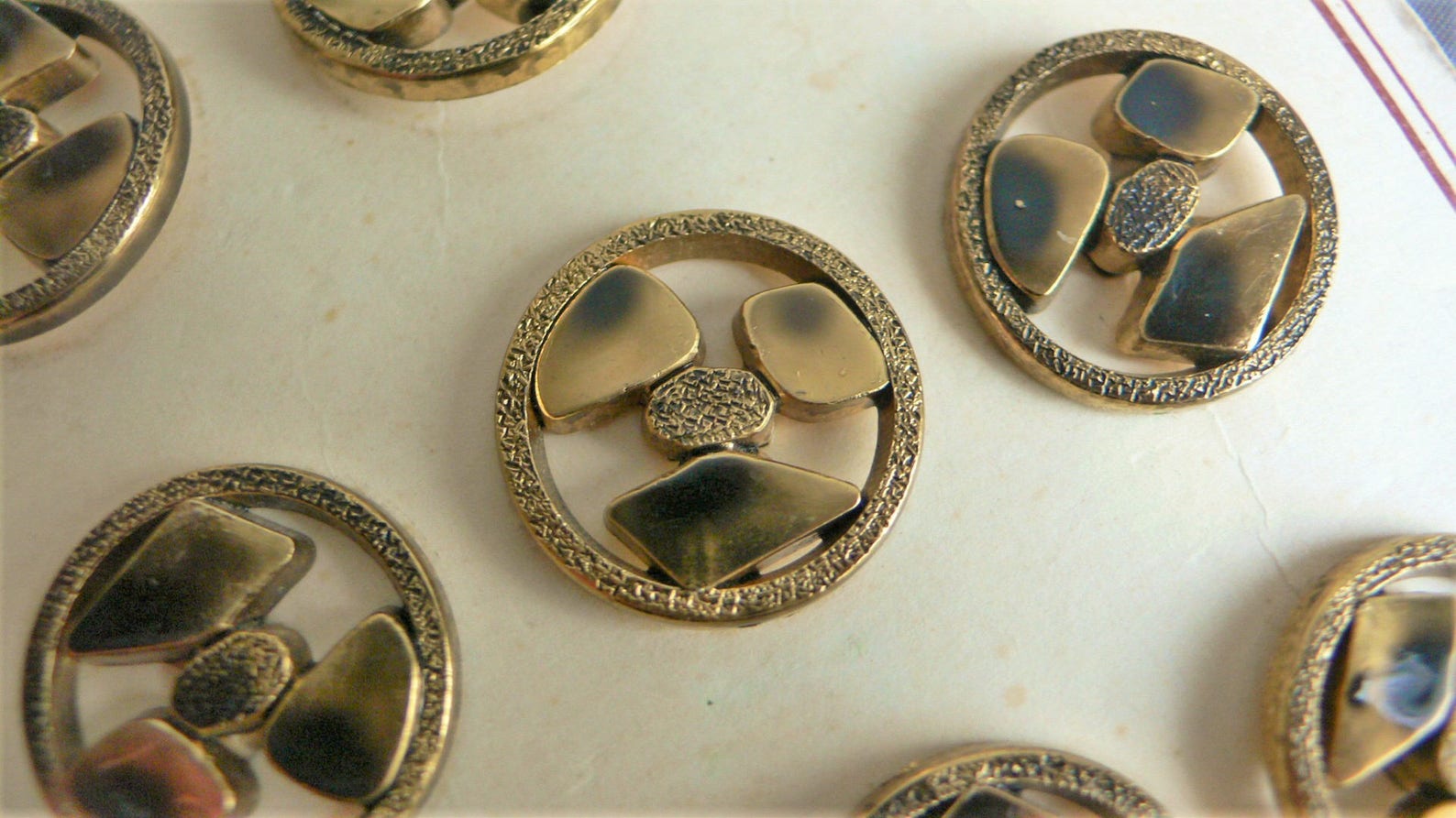 Vintage Abstract Textured Metal Effect Buttons 12 Unused on Original ...