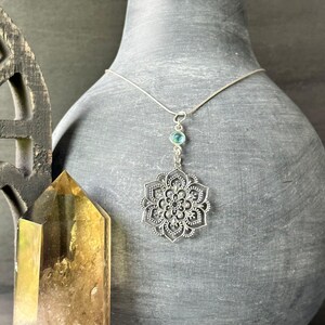 Lotus Crystal Mandala Necklace Custom Birthstone Pendant - Etsy