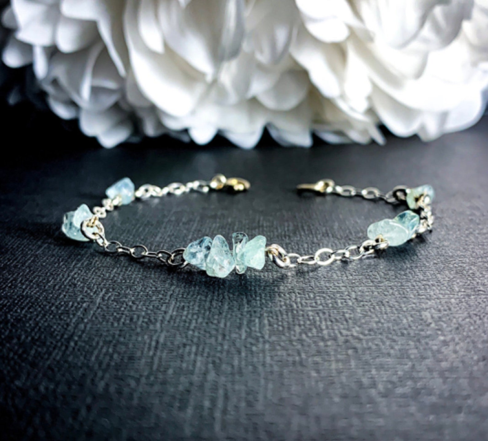 Raw Aquamarine Crystal Satellite Bracelet Ankle Bracelet - Etsy