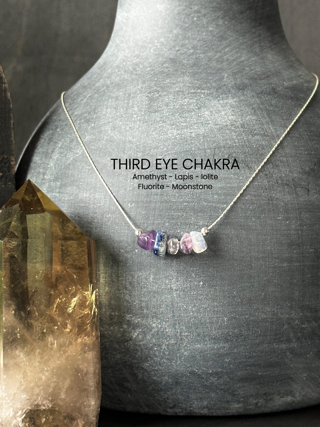 Third Eye Chakra Stones Necklace Raw Crystal Delicate Necklace ...