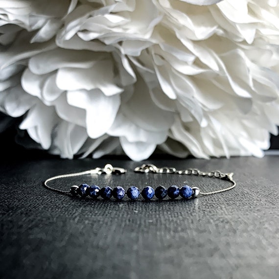 Blue Sapphire Bracelet Sterling Silver Chain Anklet Etsy Sweden