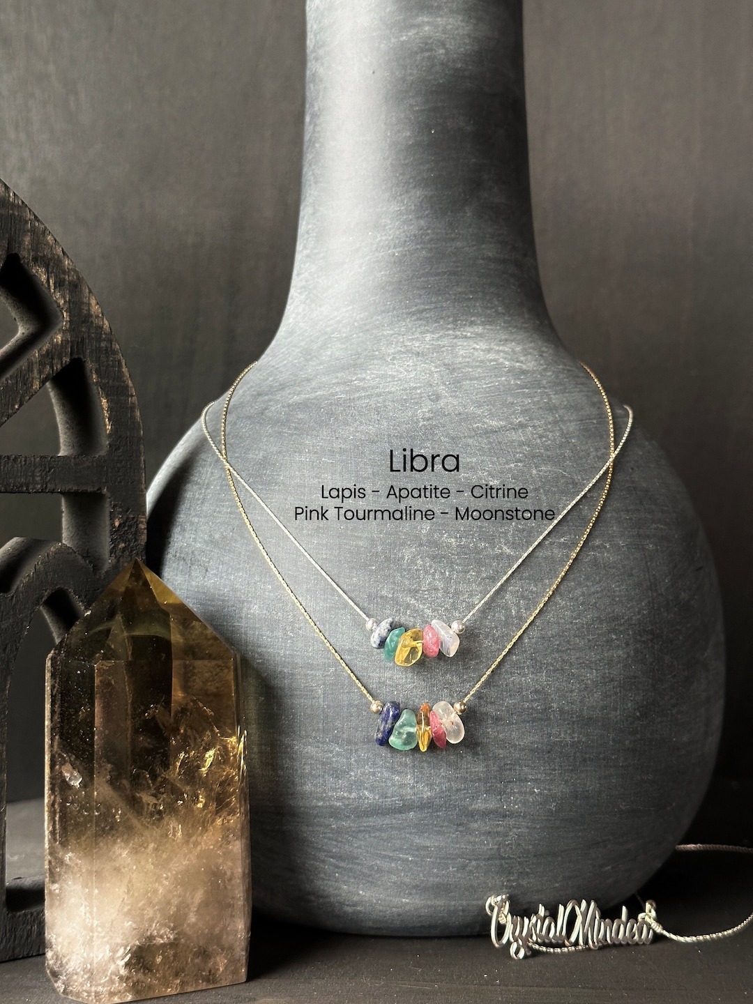 Libra Necklace Crystal Zodiac Necklace Personalized Minimalist Jewelry Gift - Etsy